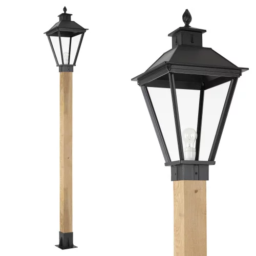 Lantaarnpaal Square XL WOOD Lantaarn buitenlamp zwart