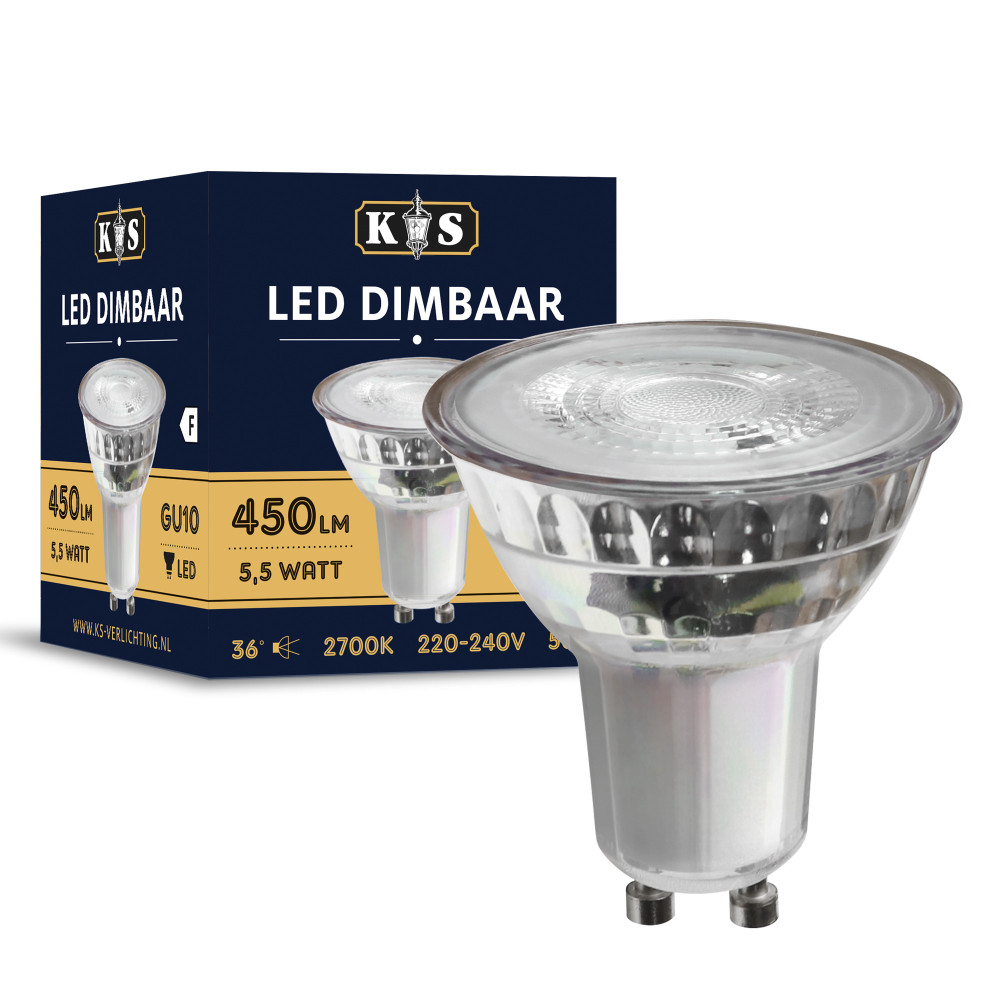 GU10 LED lamp COB led dimbaar 5,5w | Volledig van glas | Nostalux.nl